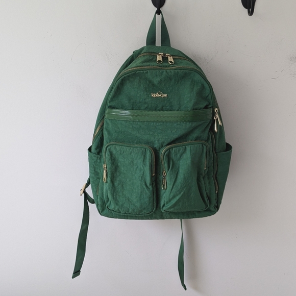 Kipling | Bags | Kipling Kelly Green Tina Laptop Backpack Travel Large ...